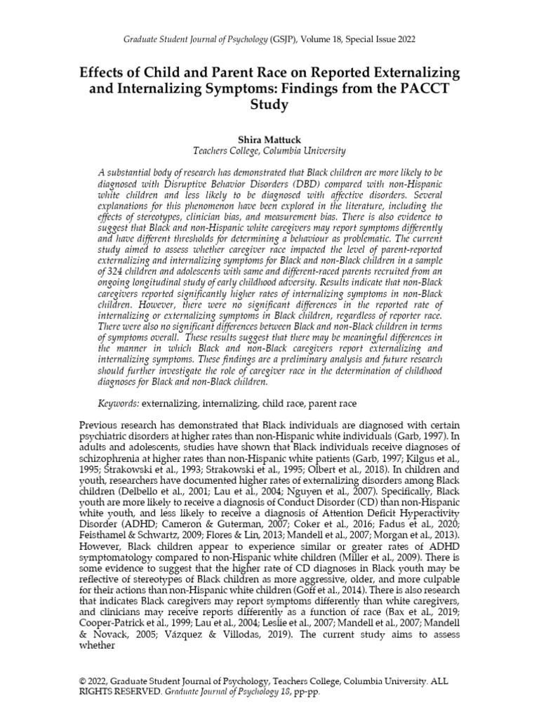 Ej2432,+effects of Child and Parent Race On Reported Externalizing and ...