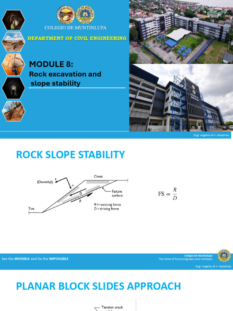 Module 8 Rock Excvation and Slope Stability | PDF | Mechanics | Civil ...
