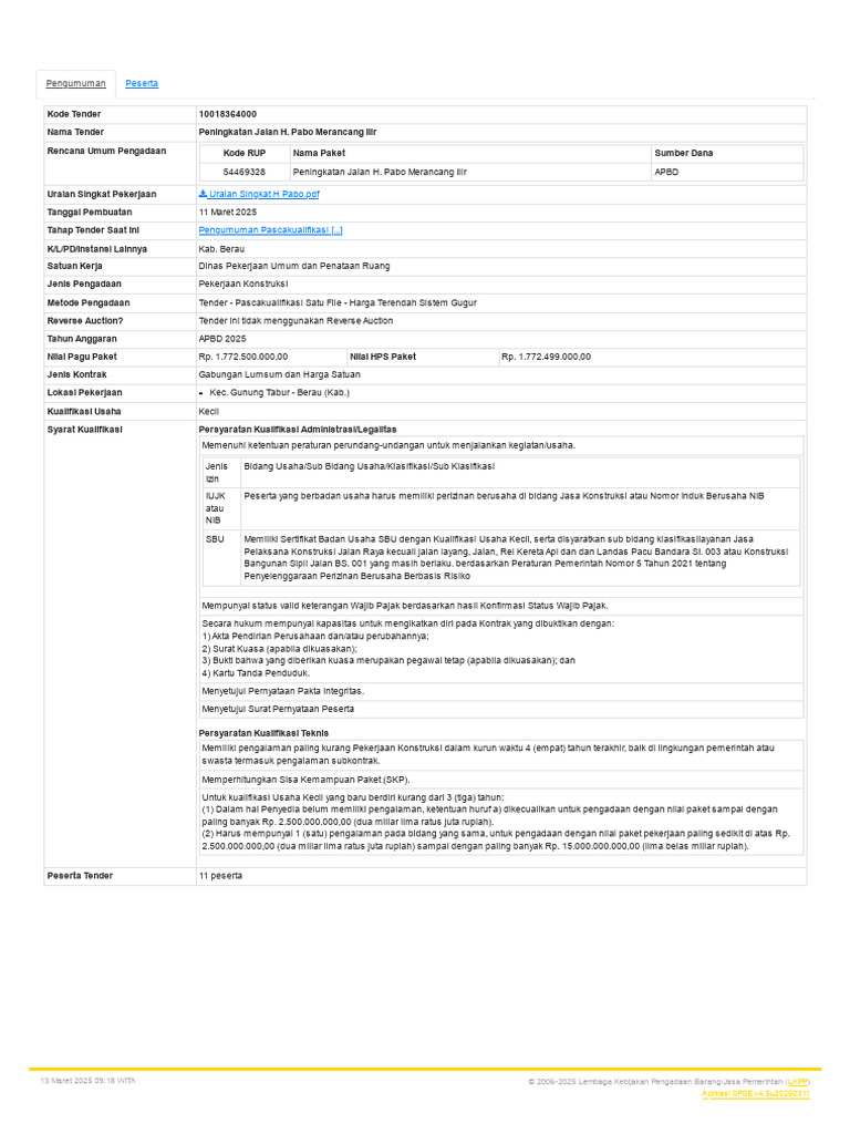 LPSE - Informasi Tender | PDF