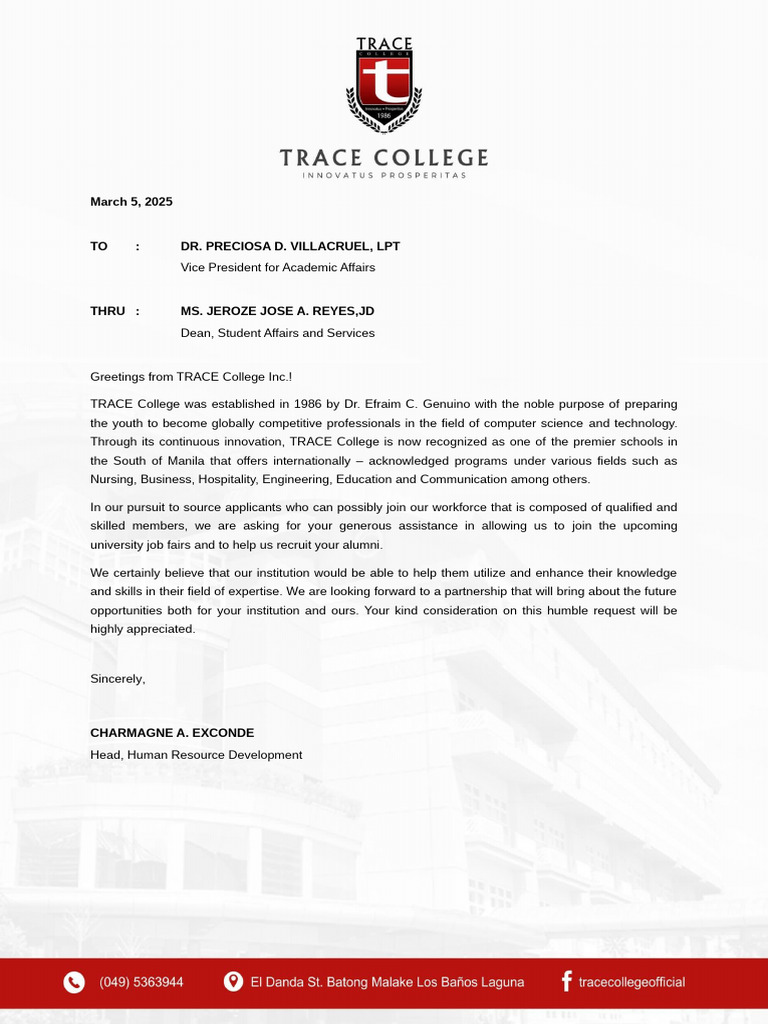 Recruitment Letter | PDF
