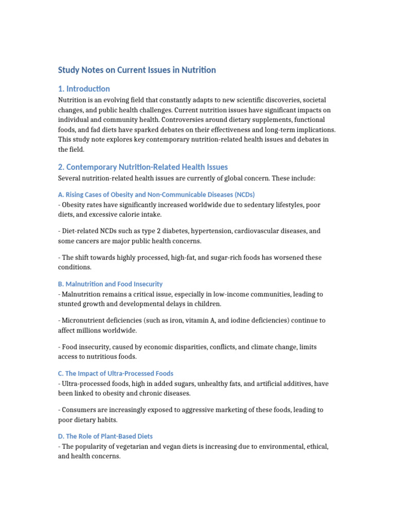 Current Issues in Nutrition Explained | PDF | Diet (Nutrition) | Diet ...