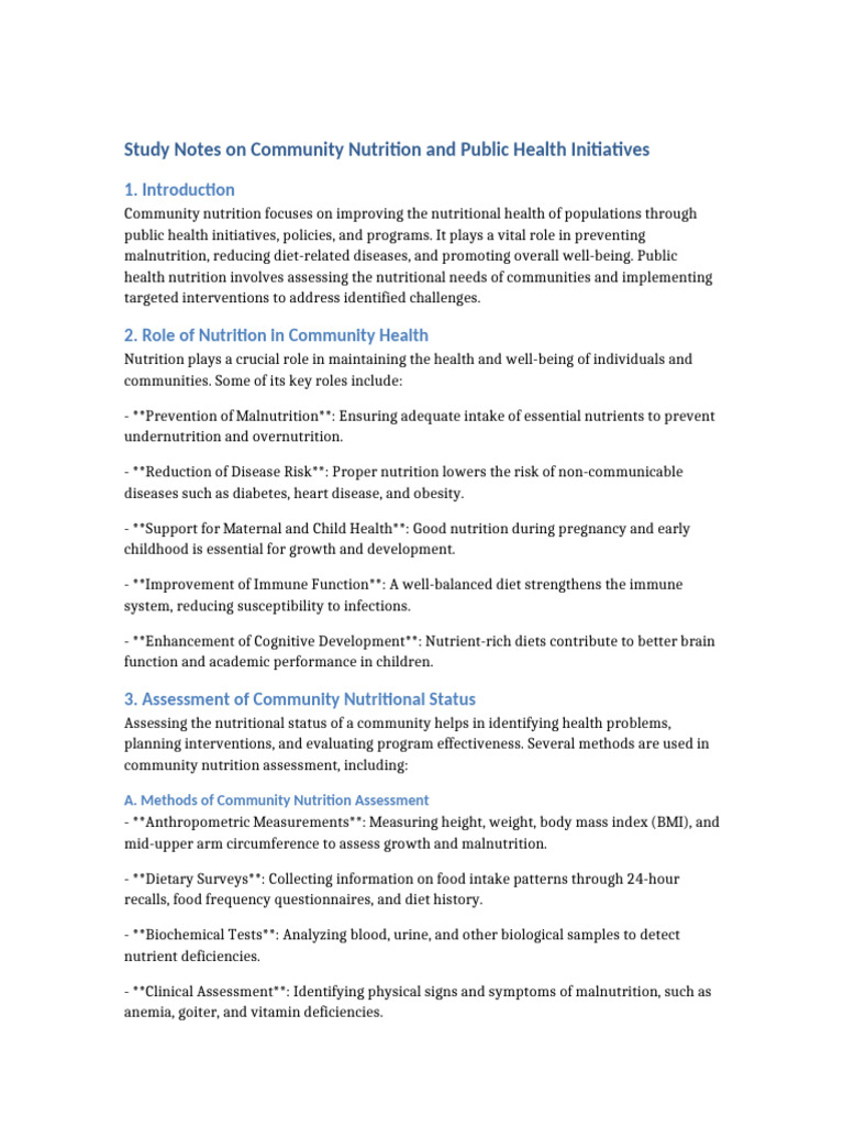 Community Nutrition & Public Health Guide | PDF | Human Nutrition ...