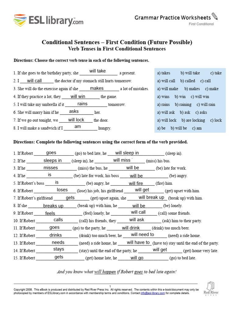 First Conditional Grammar Exercises | PDF | Linguistics | Grammar