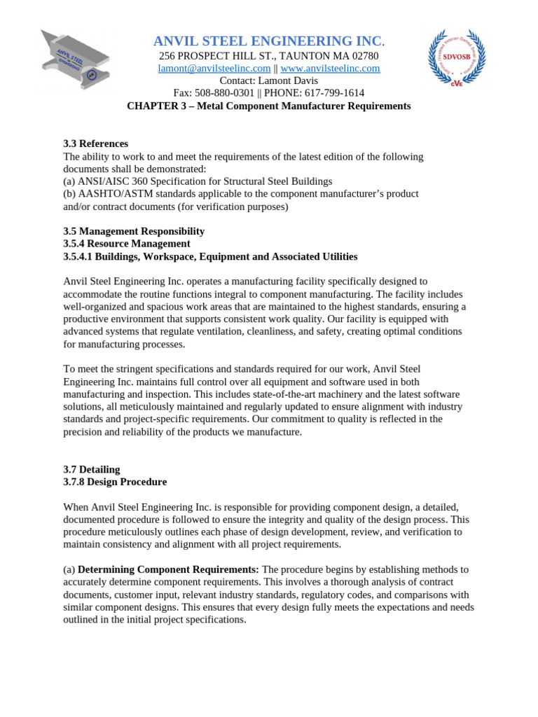 Chapter 3 - Metal Component Manufacturer Requirements | PDF ...