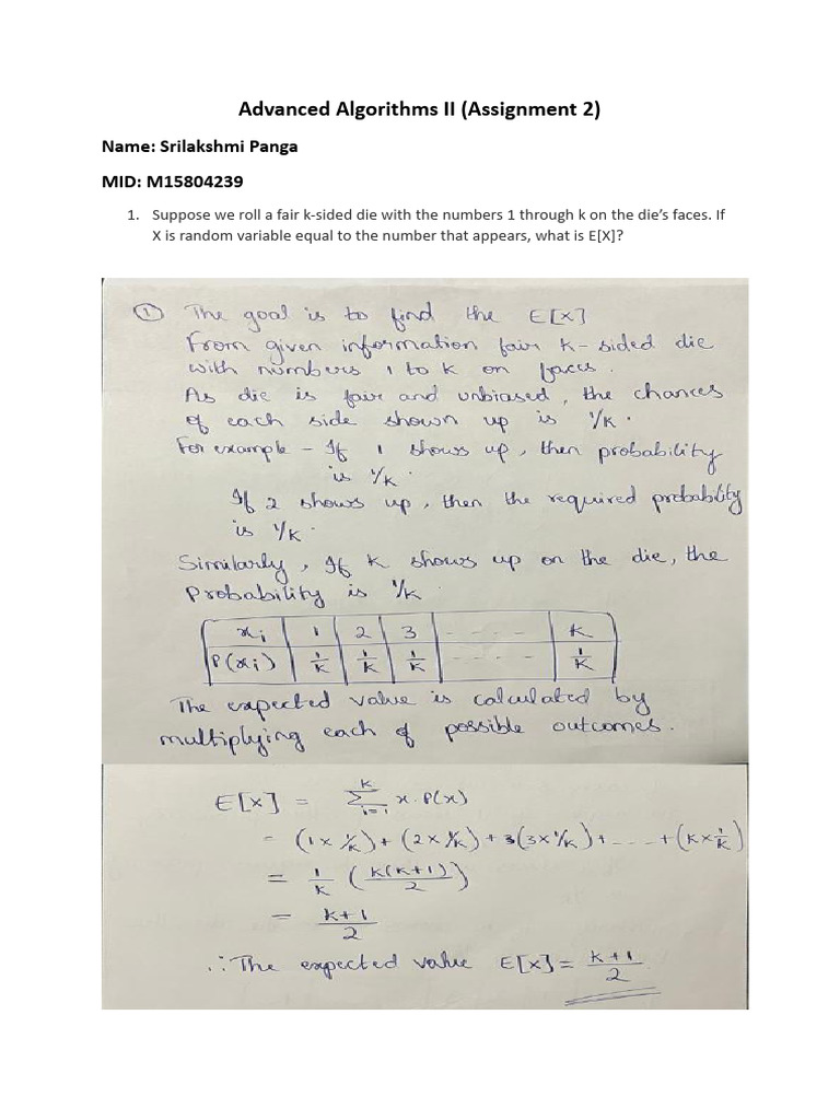 Advanced Algorithms II HW2 | PDF