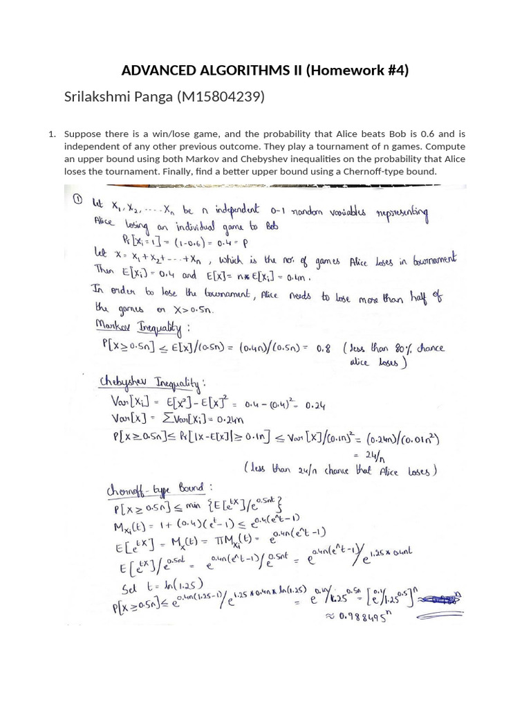 Advanced Algorithms II Hw4 | PDF