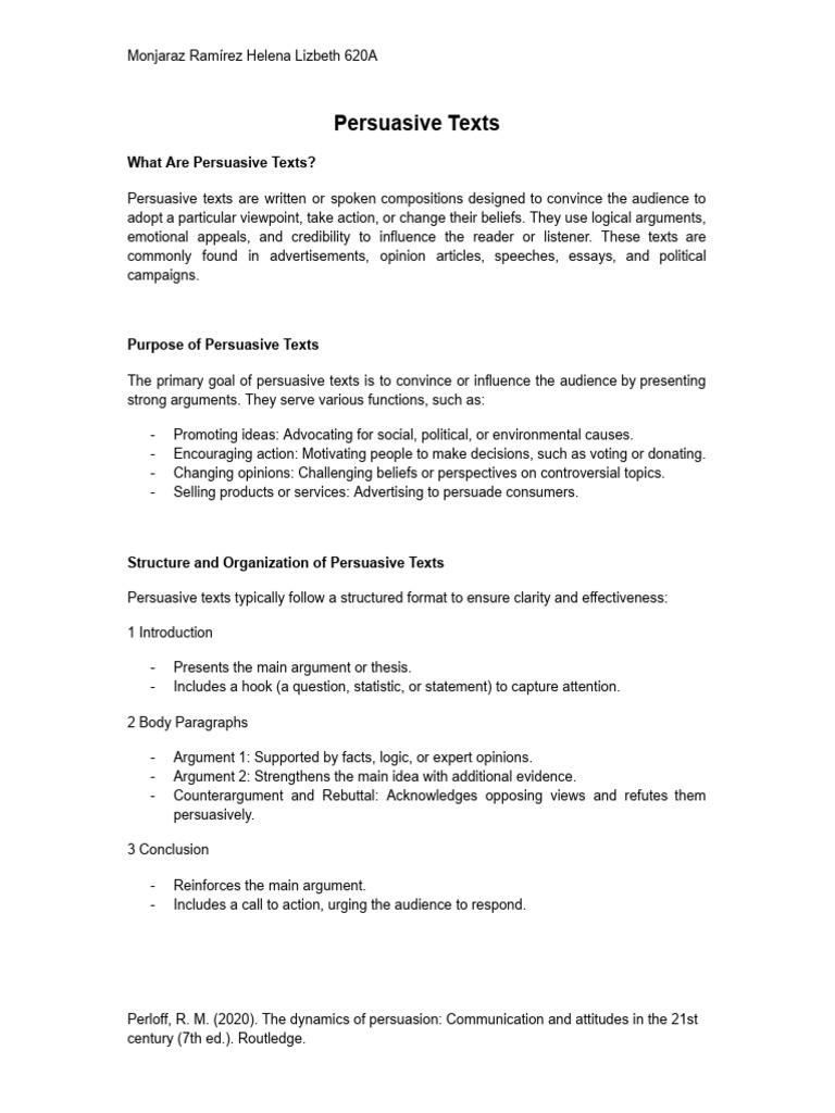 Understanding Persuasive Texts | PDF | Persuasion | Human Communication