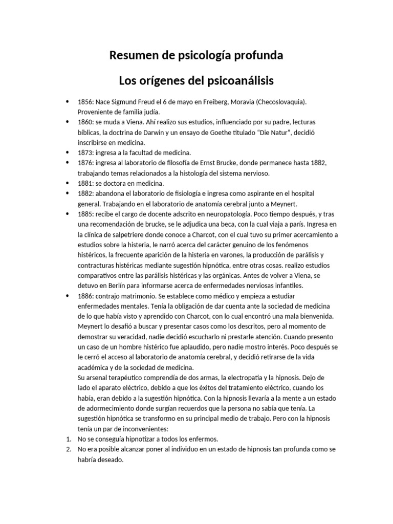 Resumen de PS PROFUNDA 1º Parcial | PDF | Psicoanálisis | Hipnosis