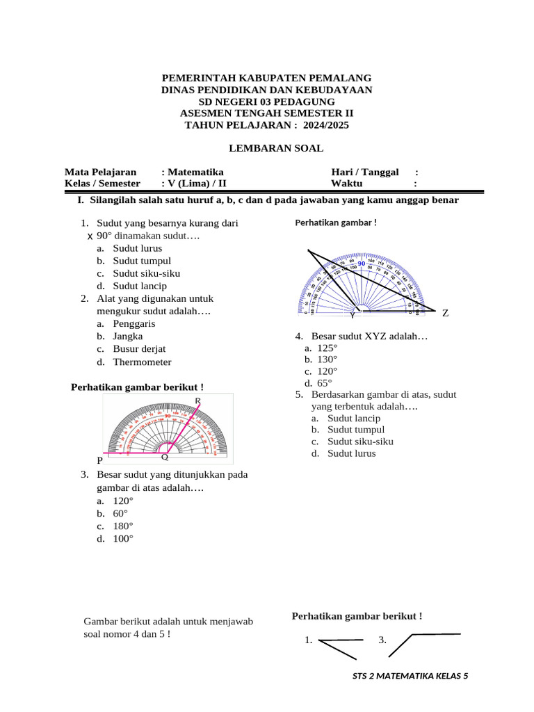 SOAL MTK STS 2 | PDF