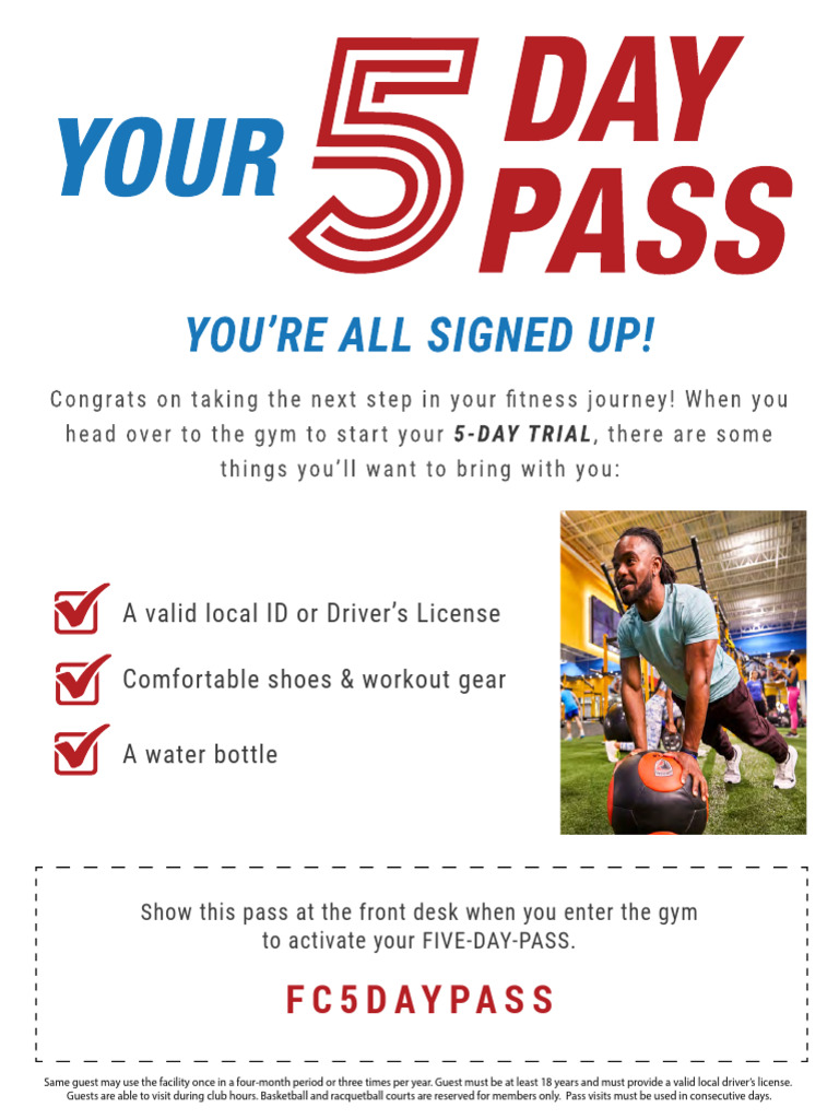 Five-Day Gym Pass Instructions | PDF
