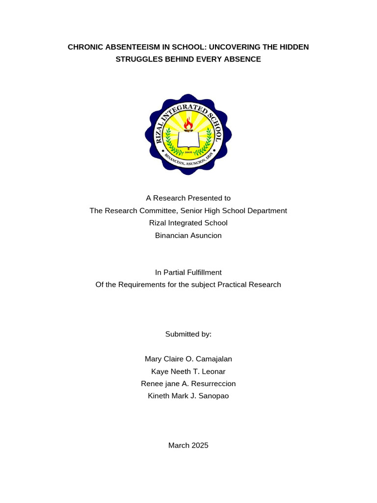 Chronic Absenteeism in Schoo2 | PDF | Behavioural Sciences | Psychology