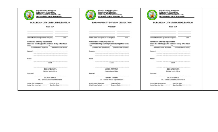Sports Event Pass Slip LRP 2 | PDF | Philippines | Public Administration
