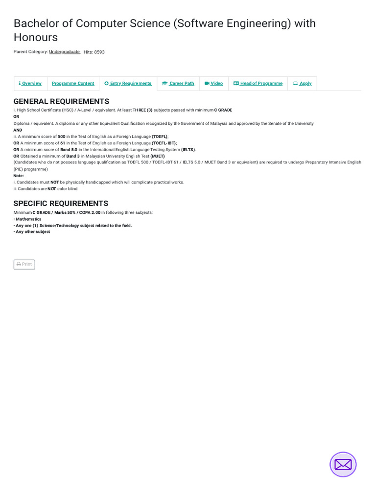 UMP Admission Bachelor of Computer Science Software Engineering With ...