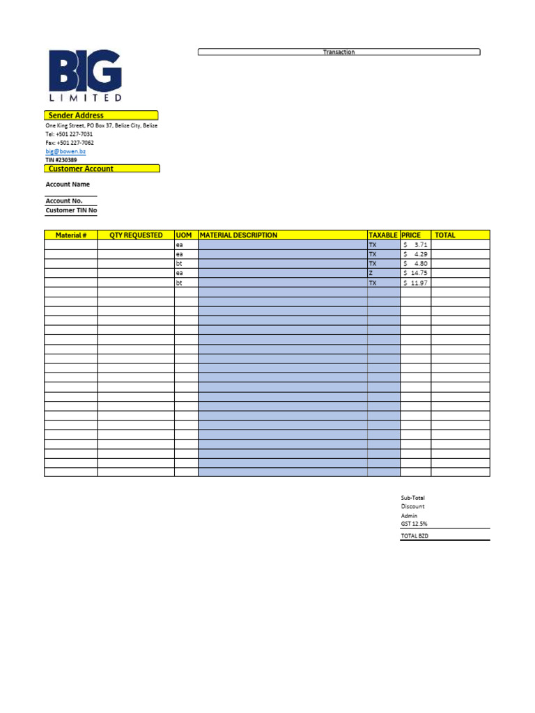 Big Ltd. Quotation 047 | PDF