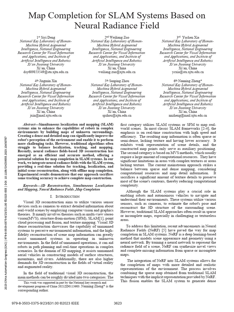 Map Completion For SLAM Systems Based On Neural Radiance Field | PDF ...