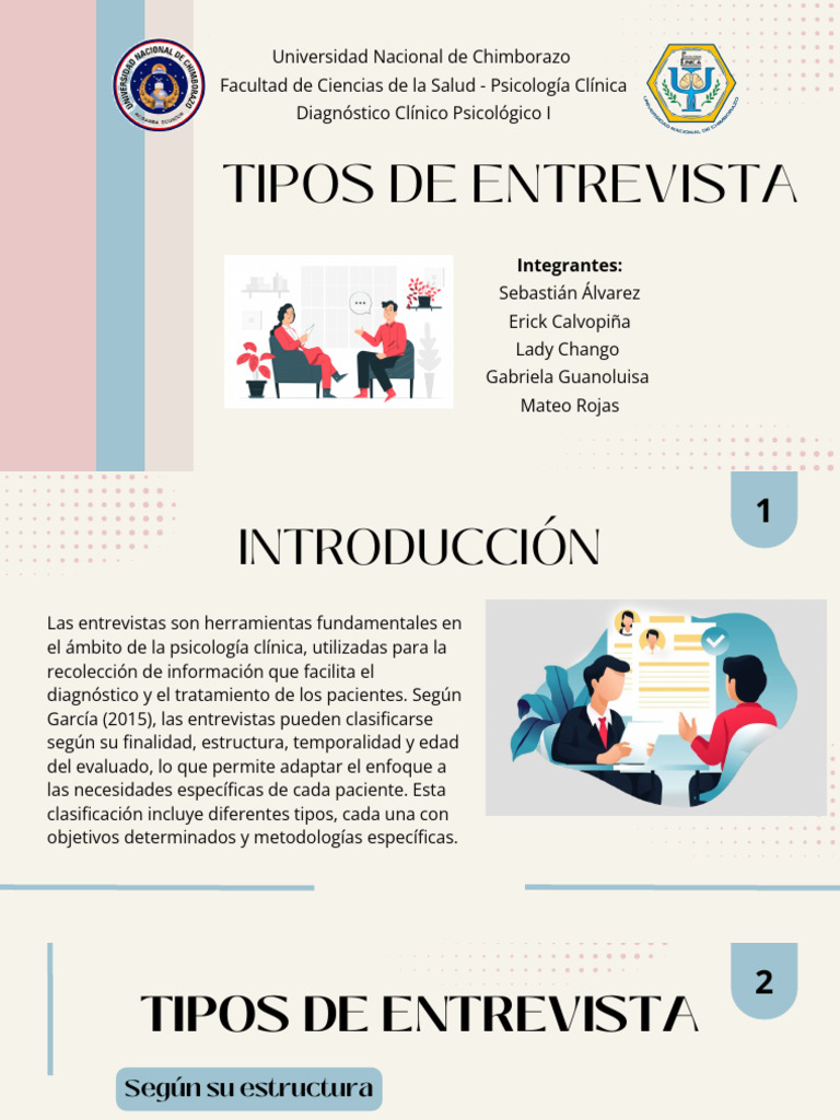 Tipos de Entrevistas en Psicología Clínica | PDF | Las emociones | Adultos