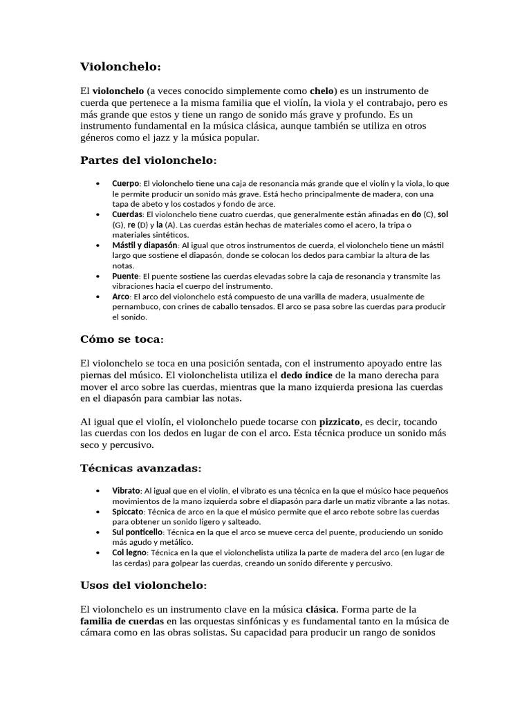 Violonchelo | PDF | Violonchelo | Instrumentos de cuerda