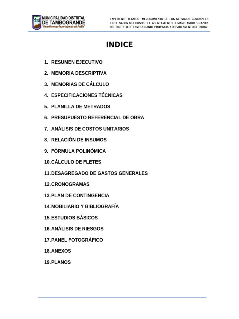 Mejoramiento Servicios Comunal Tambo Grande | PDF