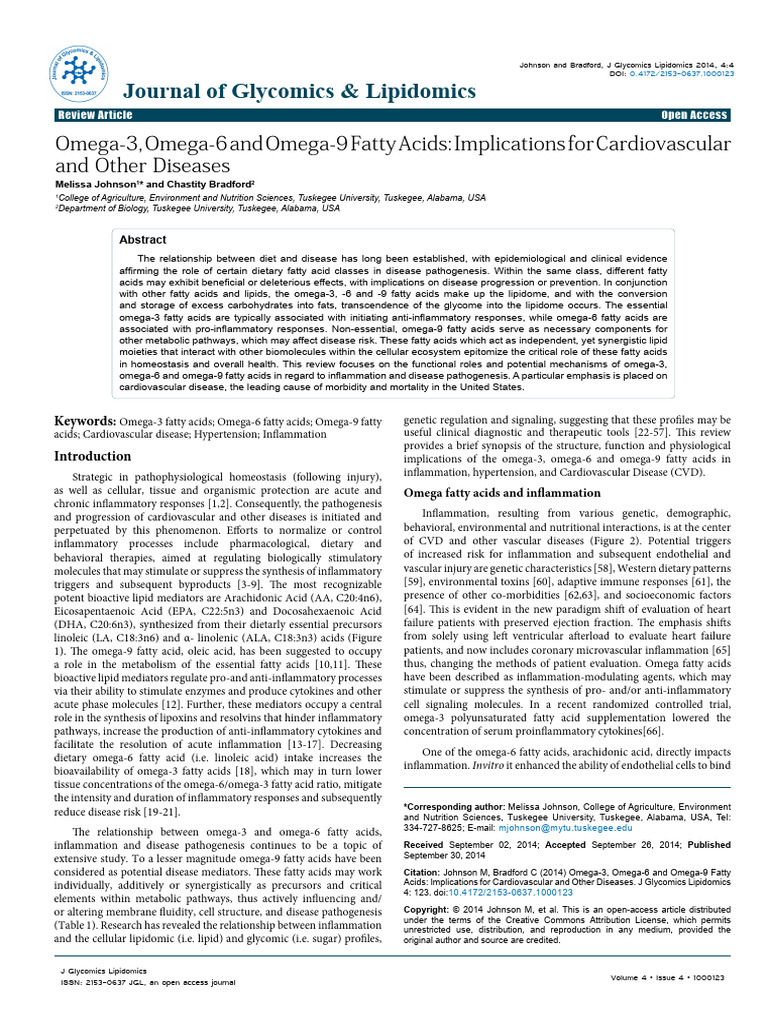 Omega 3 Omega 6 And Omega 9 Fatty Acids Pdf Omega 3 Fatty Acid