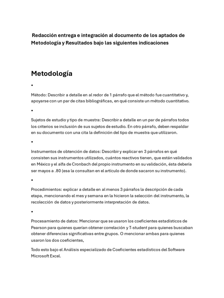 24 - Redacción Entrega e Integración Al Documento de Los Aptados de Metodología y Resultados ...