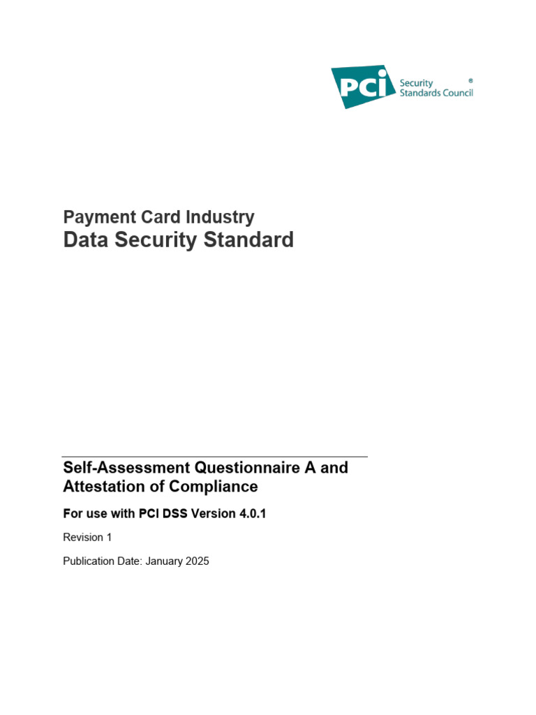 PCI DSS v4 - 0 - 1 SAQ A r1 | PDF | Payment Card Industry Data Security ...