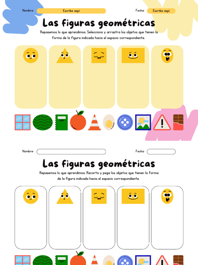 Hoja de Trabajo Digital Figuras Geométricas Ilustrado Amarillo ...