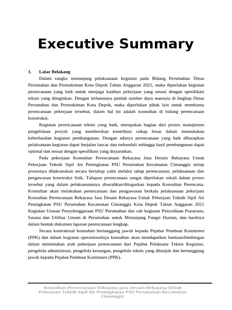 Executive Summary Drainase | PDF