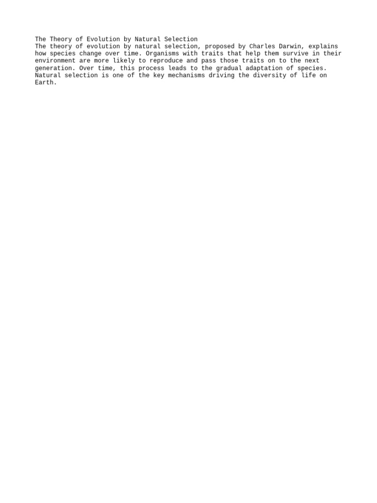 The Theory of Evolution by Natural | PDF