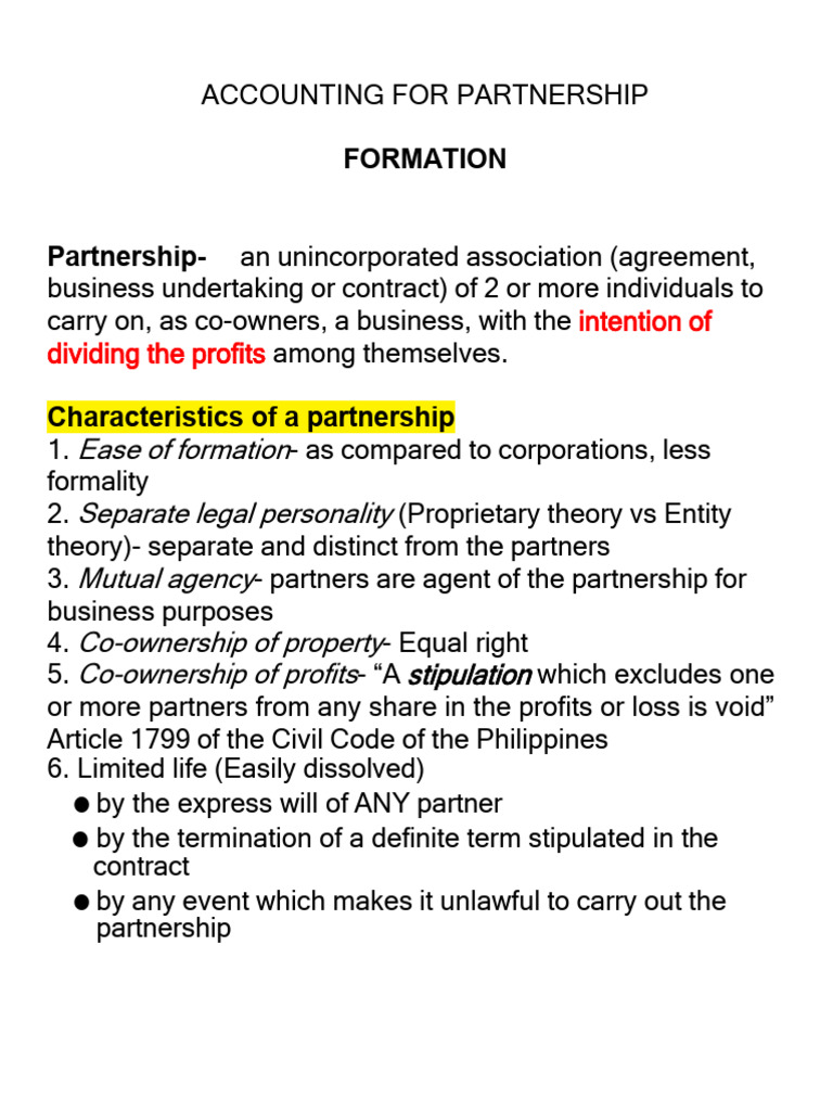 Partnership Accounting Overview | PDF | Partnership | Debits And Credits
