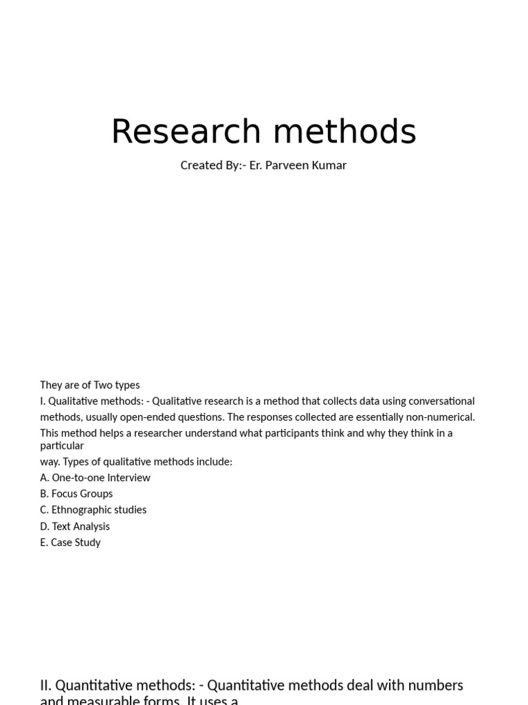 Qualitative and Quantitative Research Methods | PDF