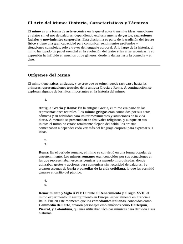 El Arte Del Mimo | PDF | Teatro
