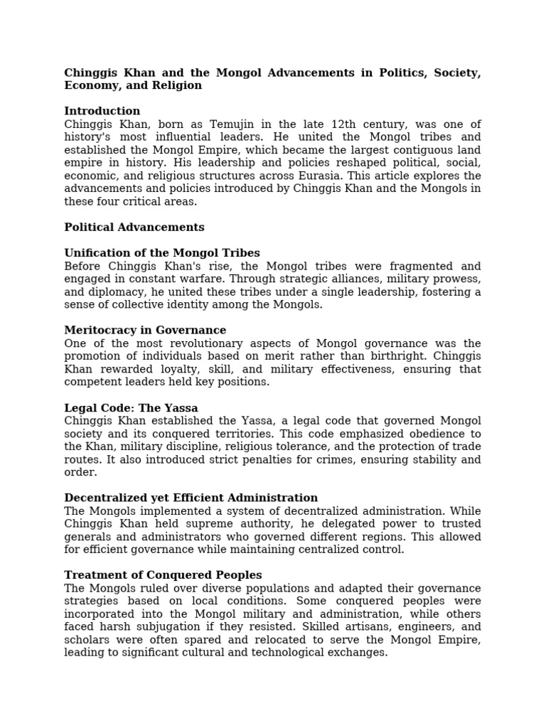 Chinggis_Khan_and_the_Mongol_Advancements_in_Politics_Qs (1) | PDF ...