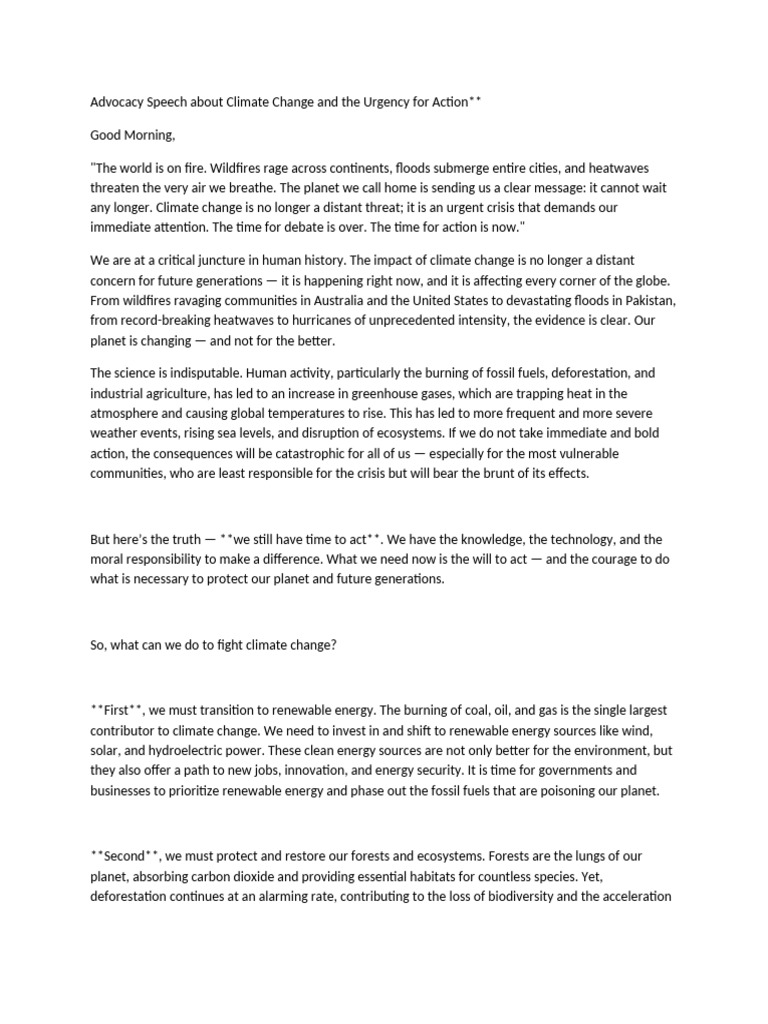 Advocacy Speech-WPS Office | PDF | Climate Change Mitigation | Climate ...