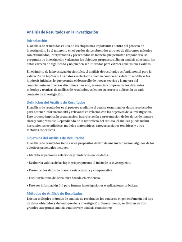 Copia de Analisis - de - Resultados - Extendido | PDF | Estadísticas ...