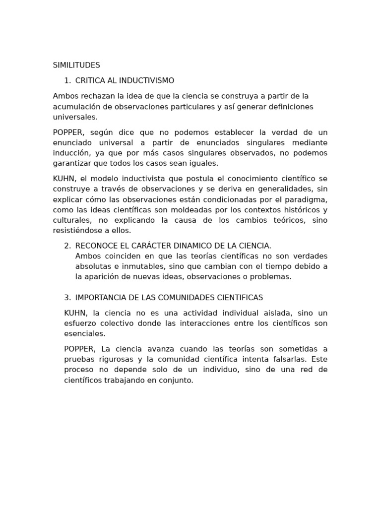 Popper y Kuhn: Crítica y Cambio Científico | PDF | Karl Popper | Paradigma