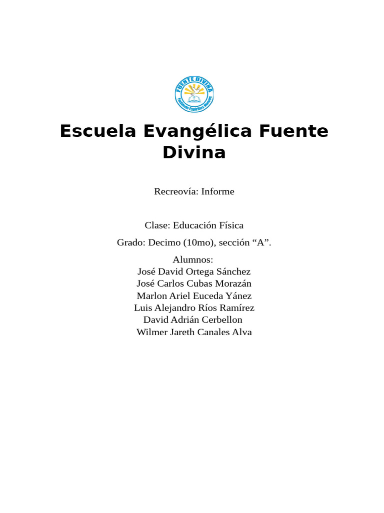 Copia de Escuela Evangélica Fuente Divina Recreovia | PDF | Deportes ...