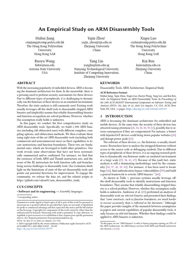 An Empirical Study On ARM Disassembly Tools | PDF | Compiler | Android ...