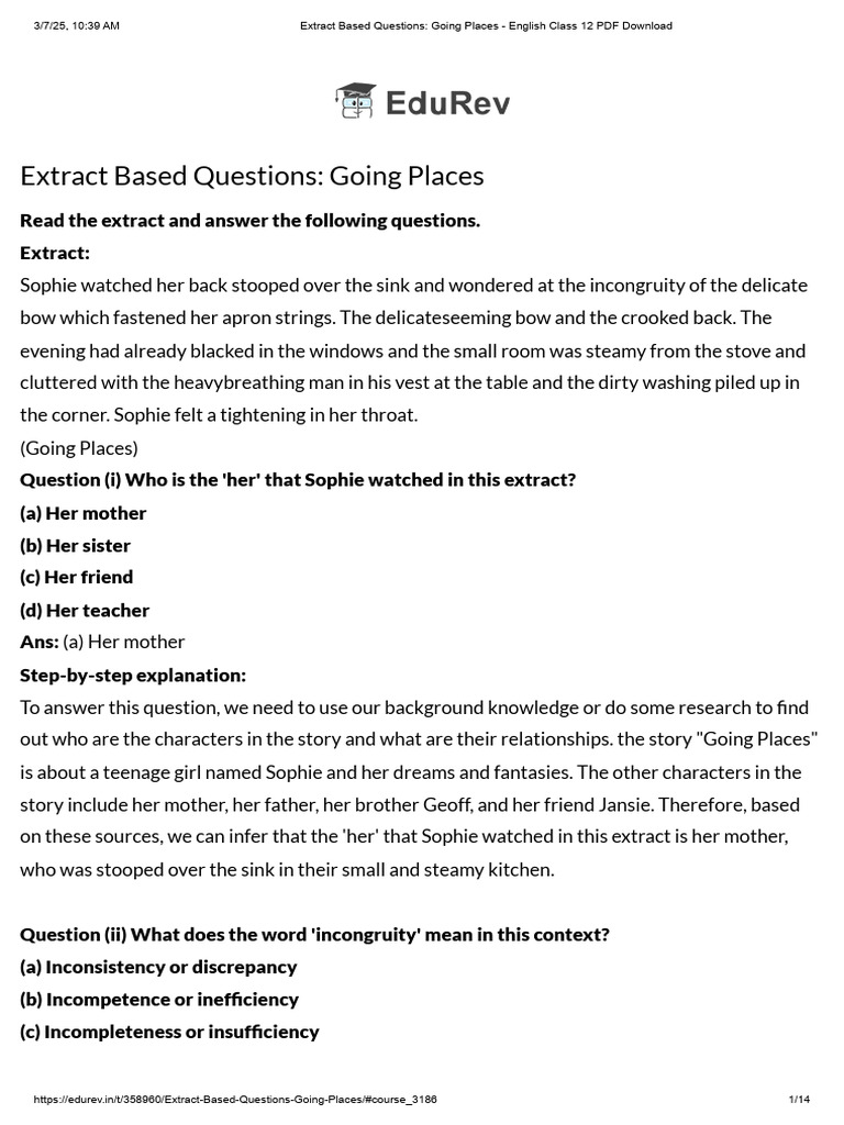 Extract-Based Questions for "Going Places" | PDF | Adjective | Word