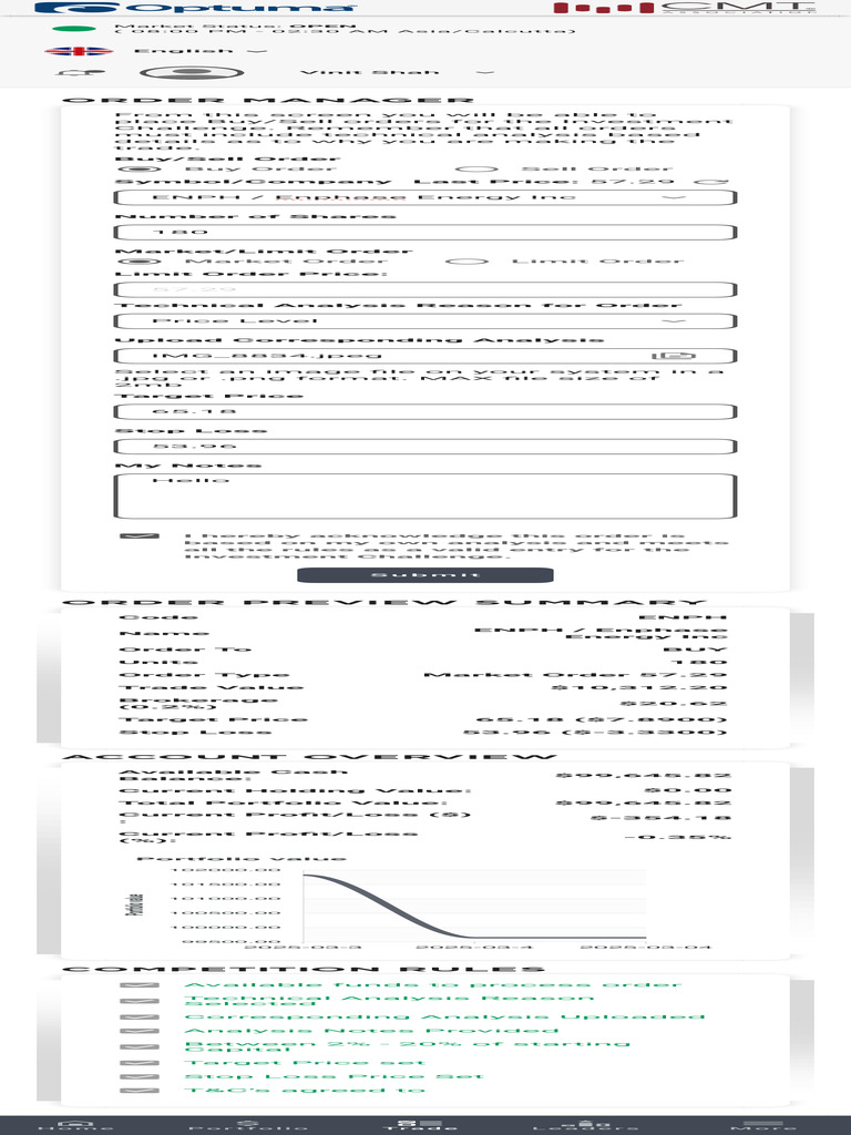 Order Manager Investment Challenge | PDF | Money | Economies