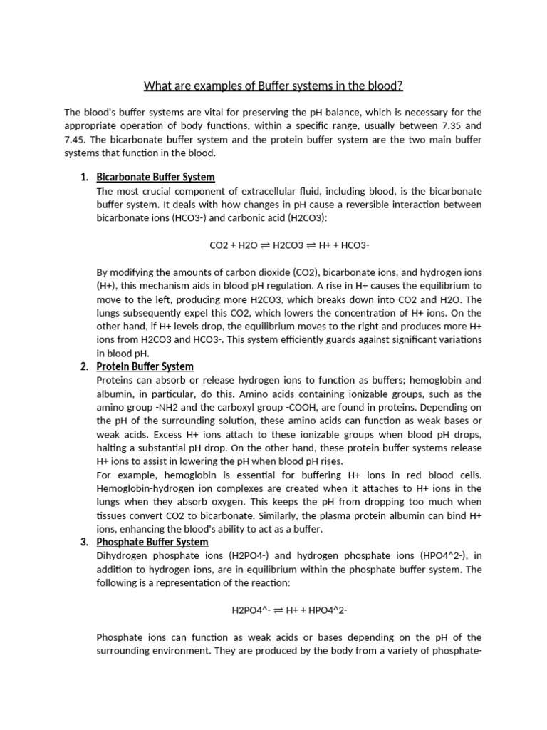Blood Buffer Systems | PDF | Buffer Solution | Lactic Acid