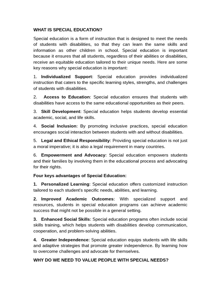 What Is Special Education? | PDF | Special Education | Disability