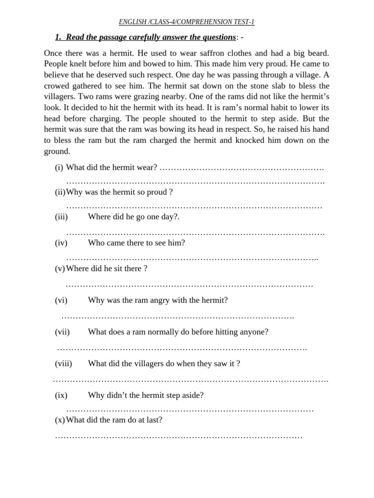 Comprehension Test - 1 | PDF