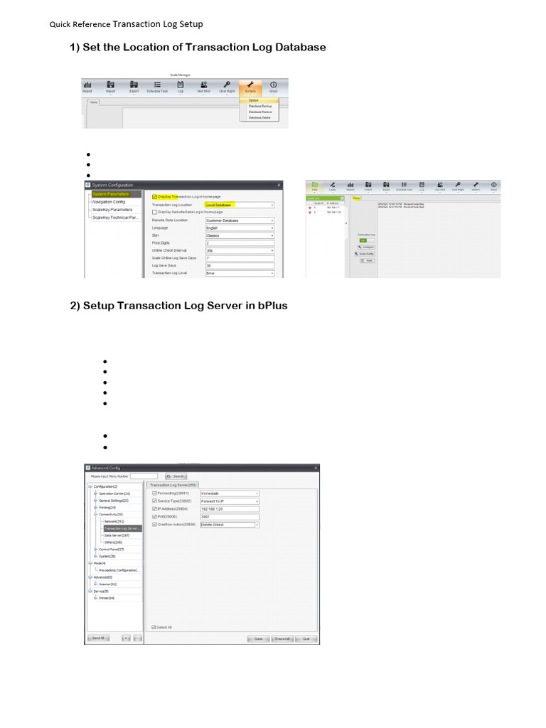 QRef Transaction Log Setup Bplus | PDF