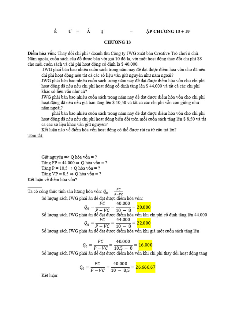 CT3.IBC - QTTC - BT CHƯƠNG 13 + 19 - Sao chép | PDF