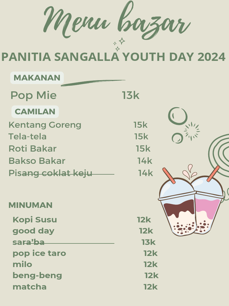 Hijau Krem Pastel Estetik Minimalis Sederhana Daftar Menu Dokumen A4 | PDF