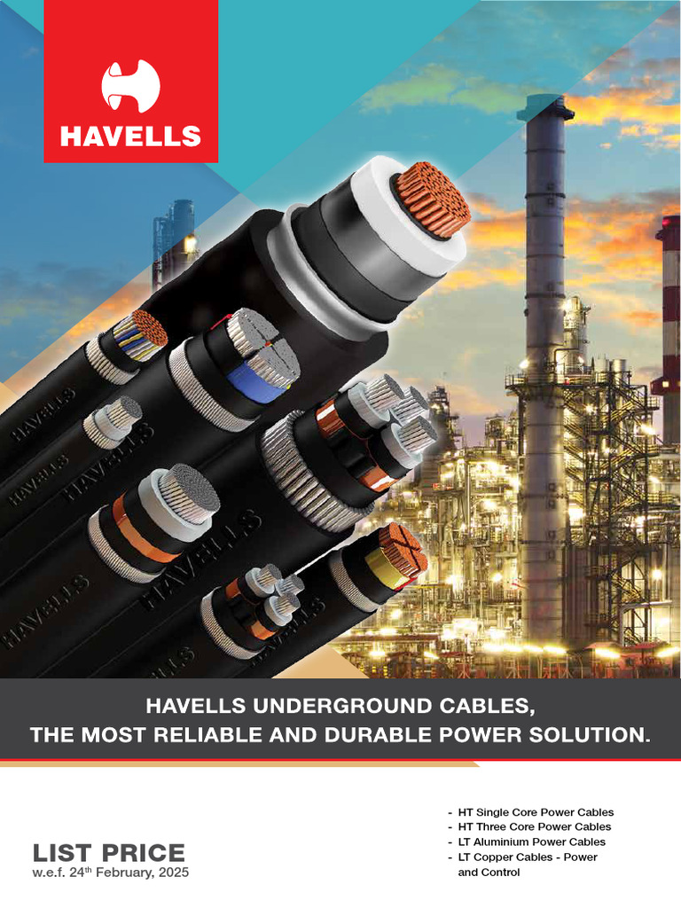 Havells 2025 Cable Price List | PDF | Wire | Electrical Conductor