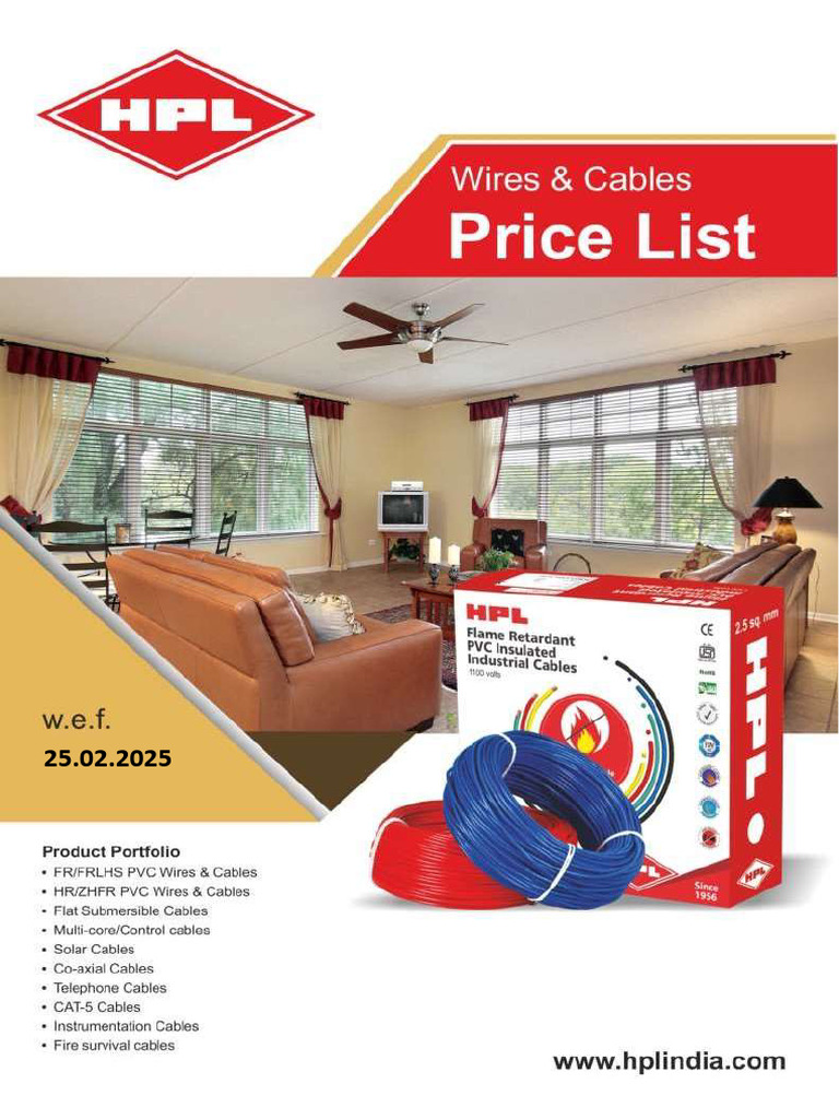 HPL Cable Price List 2025 | PDF | Electrical Conductor | Coaxial Cable