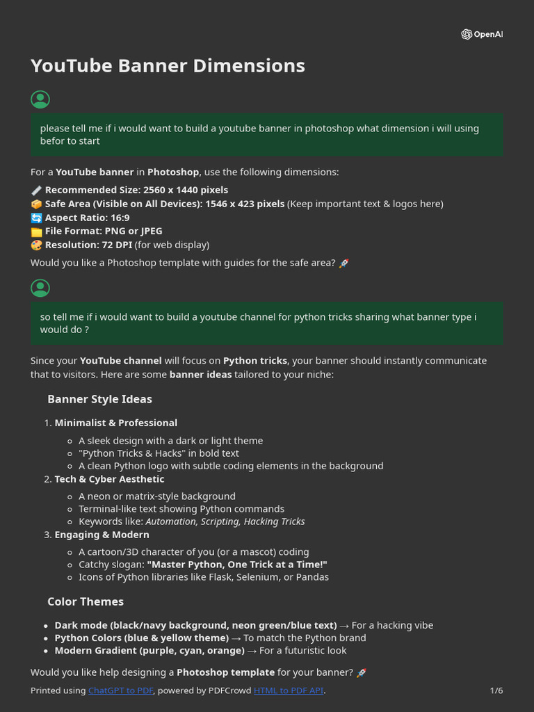 YouTube Banner Dimensions | PDF | Python (Programming Language) | Adobe ...