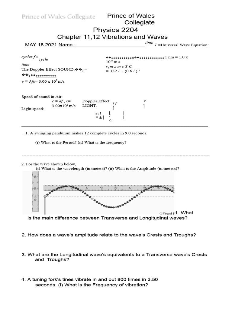 Vibrations and Waves: Physics Concepts | PDF | Waves | Frequency