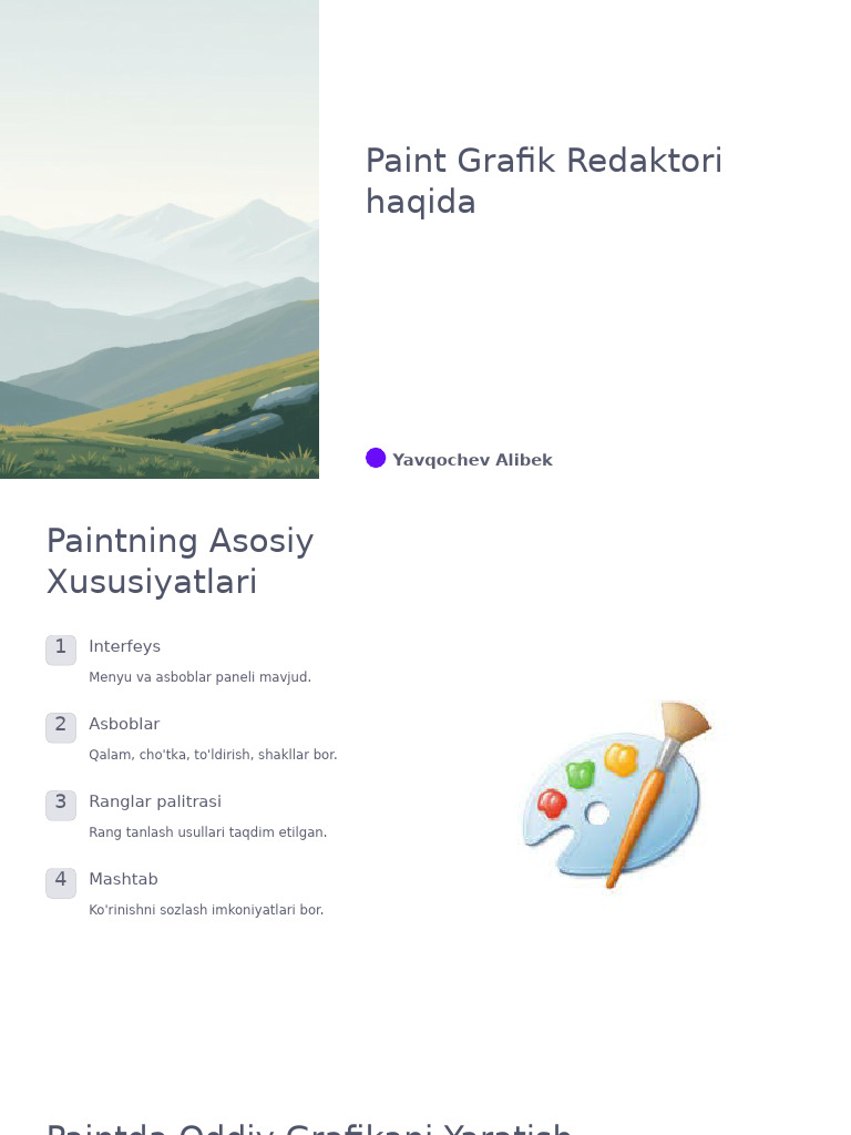 60. Paint Grafik Redaktori Haqida Malumot, Yavqochev Alibek | PDF